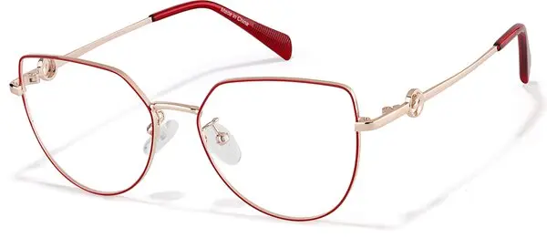 Zenni Cat-eye Eyeglasses Full Rim Metal Frame - Red And Rose Gold