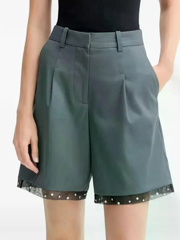 IRO PARIS Solenna Embellished Pleated Shorts - Grey