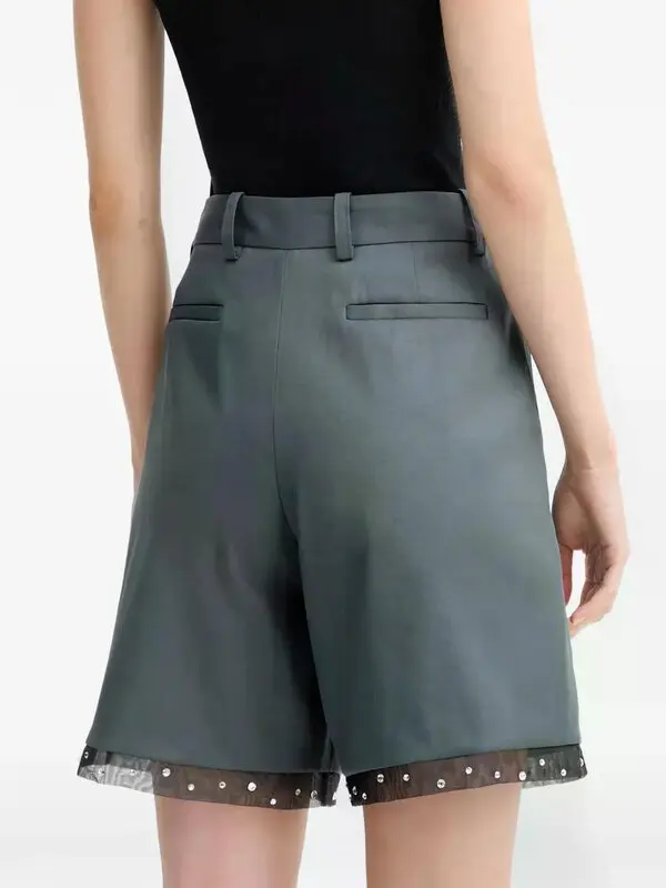 IRO PARIS Solenna Embellished Pleated Shorts - Grey