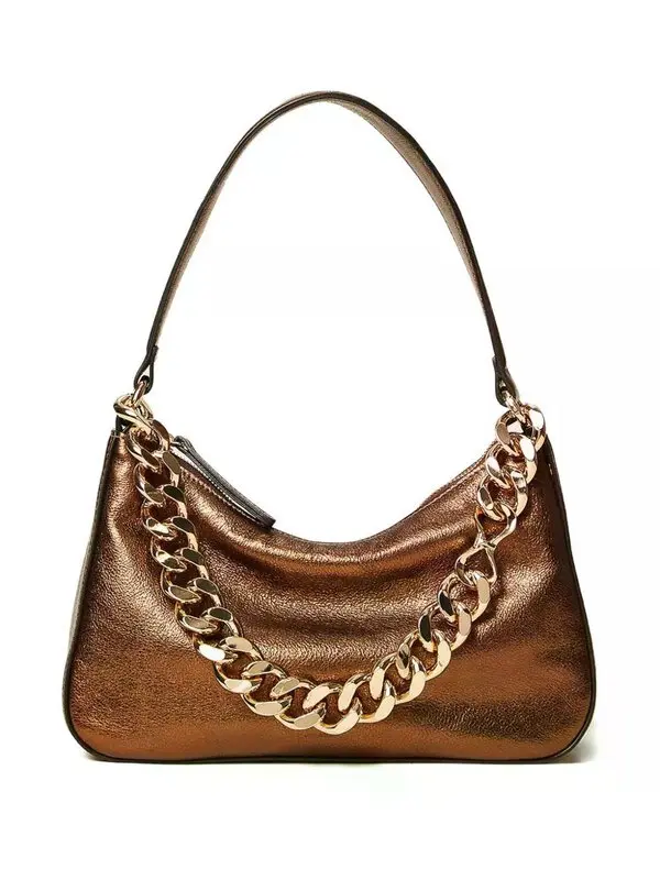 TWINSET Chain Leather Shoulder Bag - Brown