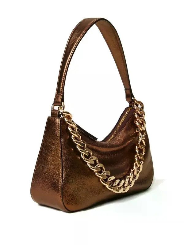 TWINSET Chain Leather Shoulder Bag - Brown