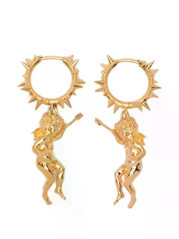 LEONARDO VALENTINI Spiked Angel Charm Earrings - Gold
