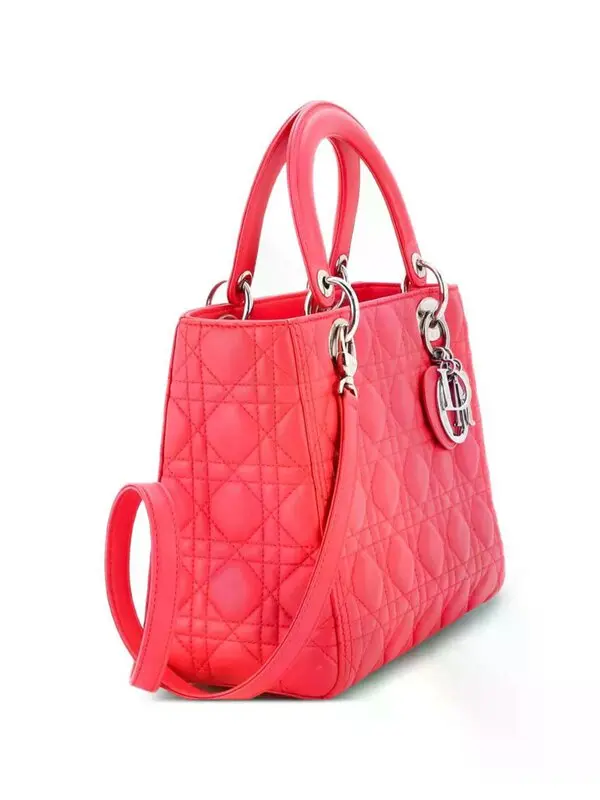Dior Lady Medium Lambskin Satchel - Pink
