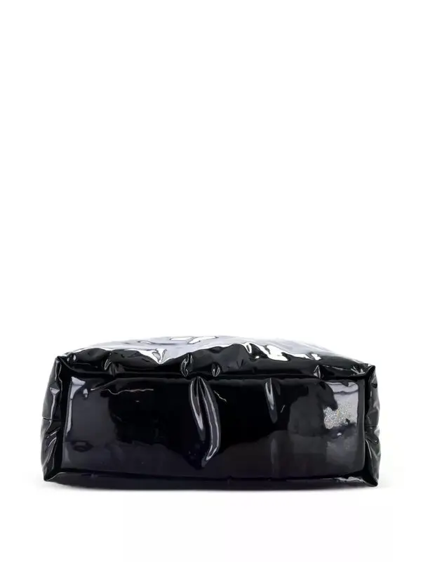 Saint Laurent Logo Padded Patent Leather Maxi Tote Bag - Black
