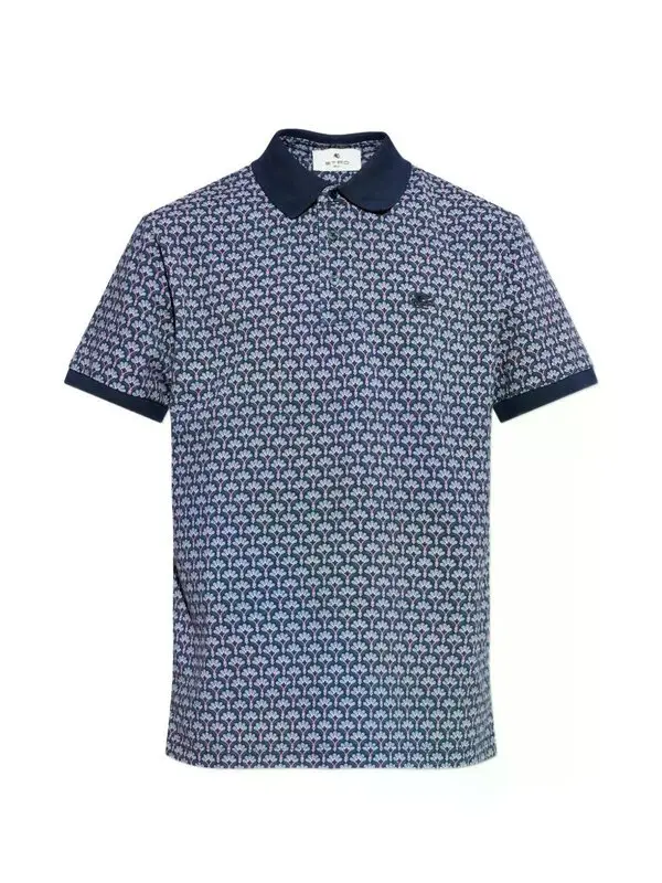 Etro Floral-print Polo Shirt - Blue