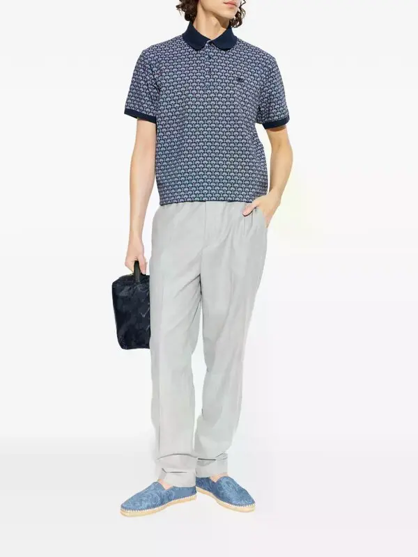 Etro Floral-print Polo Shirt - Blue