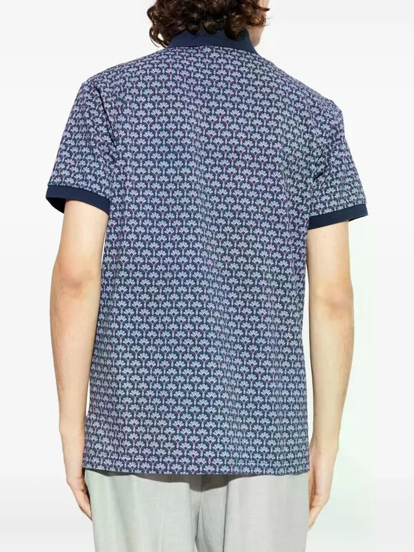 Etro Floral-print Polo Shirt - Blue