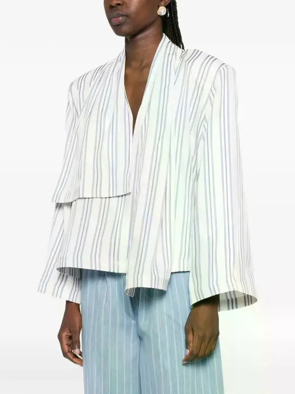 ROWEN ROSE Scarf-detail Striped Shirt