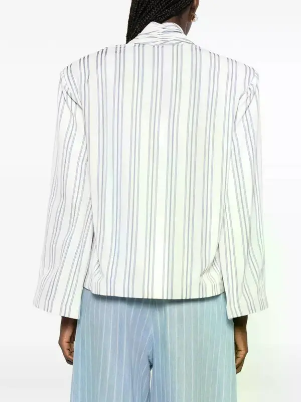 ROWEN ROSE Scarf-detail Striped Shirt