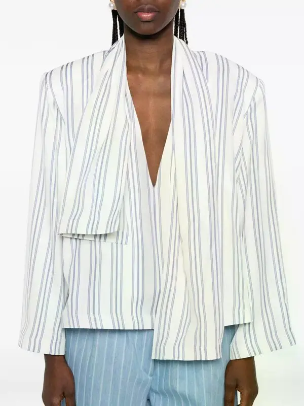 ROWEN ROSE Scarf-detail Striped Shirt