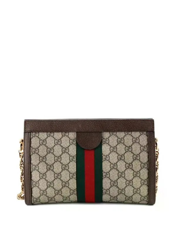 Gucci Ophidia Chain Shoulder Bag Gg Coated Canvas Small - Brown
