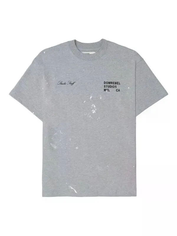 DOMREBEL Staff Paint-splatter Cotton T-shirt - Grey