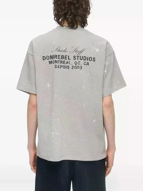 DOMREBEL Staff Paint-splatter Cotton T-shirt - Grey