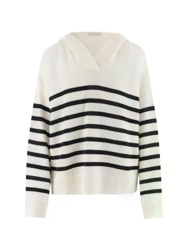 ALLUDE Striped Hooded Sweater