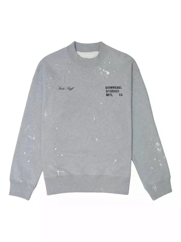 DOMREBEL Paint-splatter Crew-neck Sweatshirt - Grey