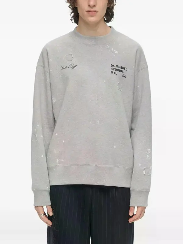 DOMREBEL Paint-splatter Crew-neck Sweatshirt - Grey