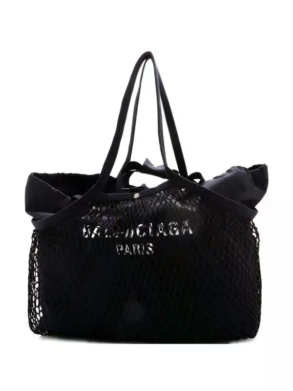 Balenciaga 24/7 Drawstring Mesh And Canvas Medium Tote Bag - Black