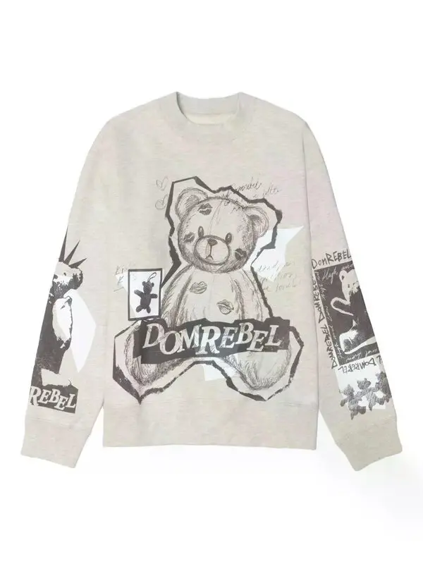 DOMREBEL Bear-print High-low Sweatshirt