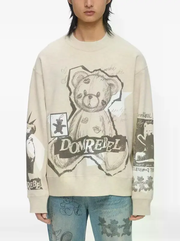 DOMREBEL Bear-print High-low Sweatshirt