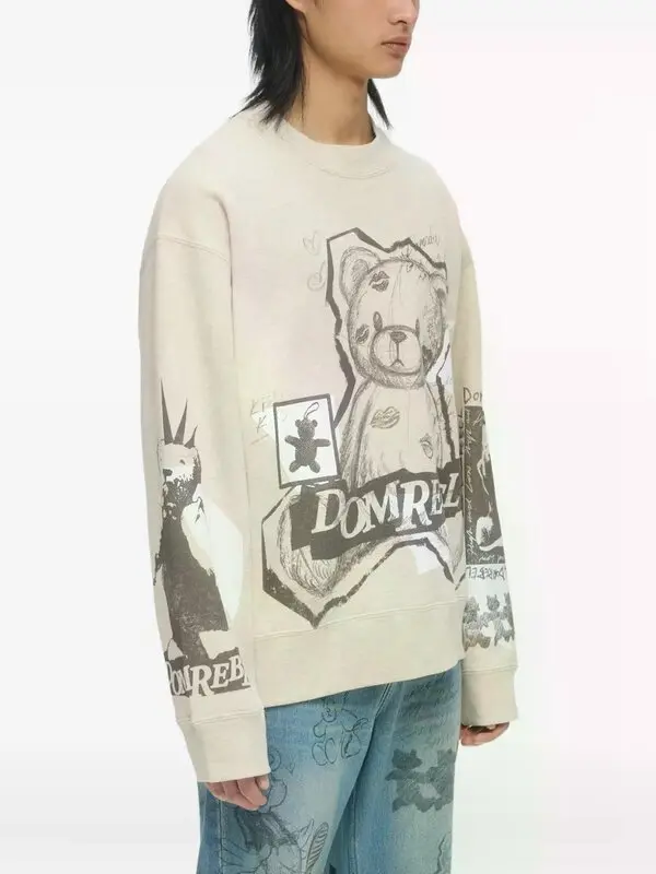 DOMREBEL Bear-print High-low Sweatshirt