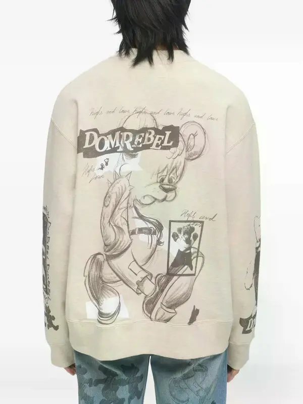 DOMREBEL Bear-print High-low Sweatshirt