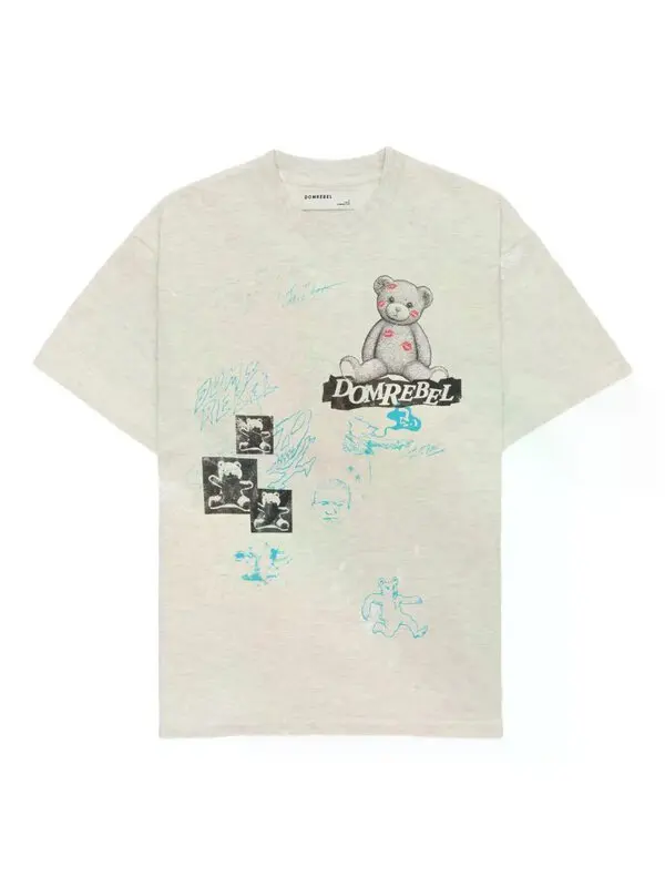 DOMREBEL High Low Bear-print T-shirt - Neutrals