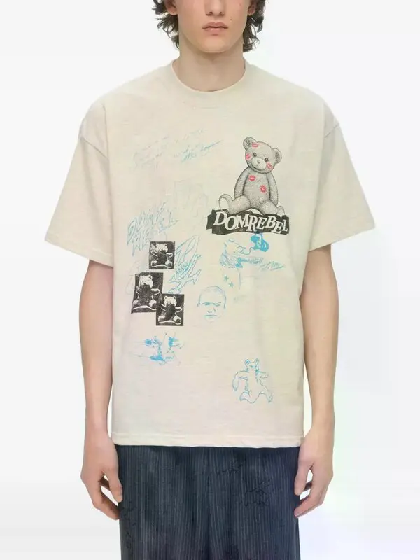 DOMREBEL High Low Bear-print T-shirt - Neutrals