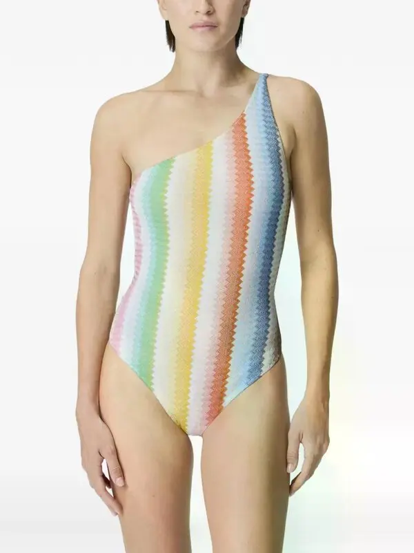 Missoni Striped One-shoulder Swimsuit - Sorbet