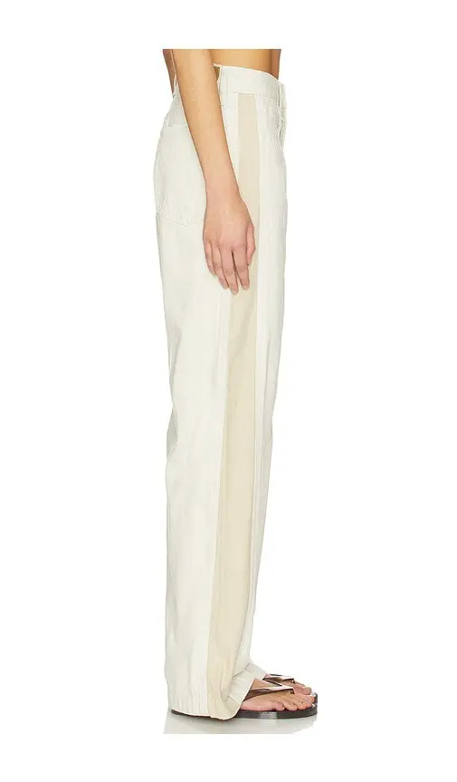 Rag & Bone Logan Spliced Wide Leg Jeans - Ivory