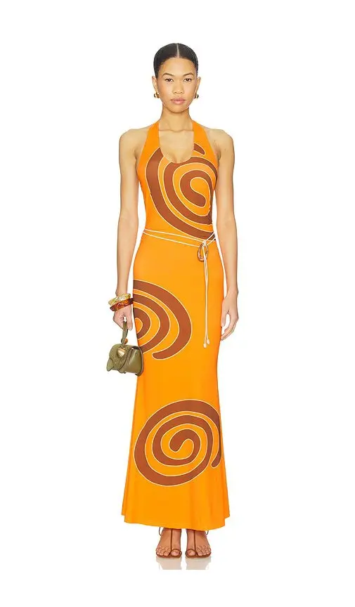 THE WOLF GANG Giro Halter Dress - Orange
