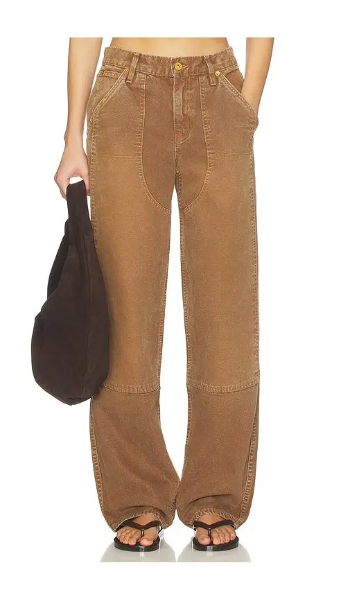 SLVRLAKE Tess Worker Low Rise Relaxed Curve Pant - Beige