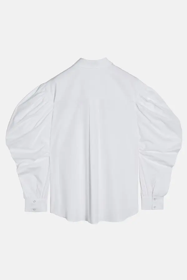 Simone Rocha Shirt With Draped Sleeves And Embroidery - White