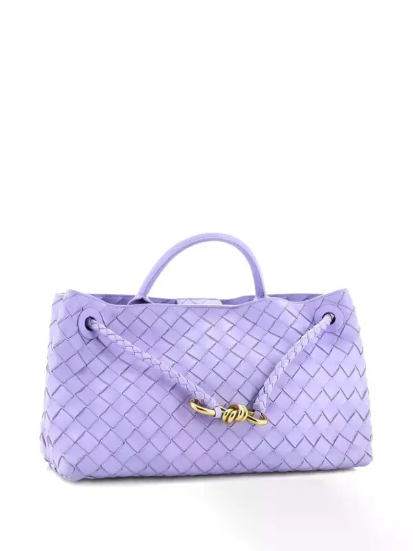 Bottega Veneta Andiamo East West Top Handle Bag Intrecciato Nappa Small Satchel - Purple