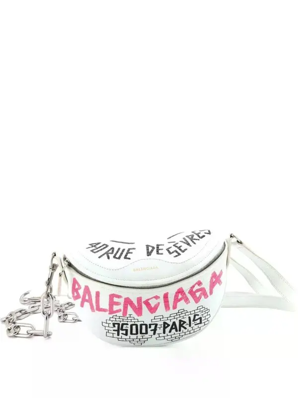 Balenciaga Graffiti Souvenir Leather Xxs Belt Bag - Neutrals