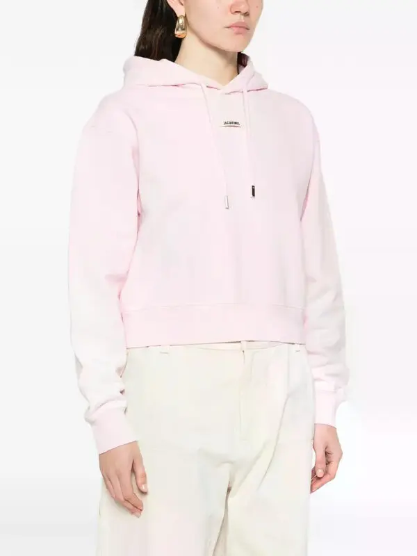 Jacquemus Drawstring Logo-patch Hoodie - Pink