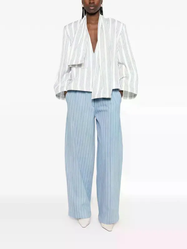 ROWEN ROSE Striped Wide-leg Jeans