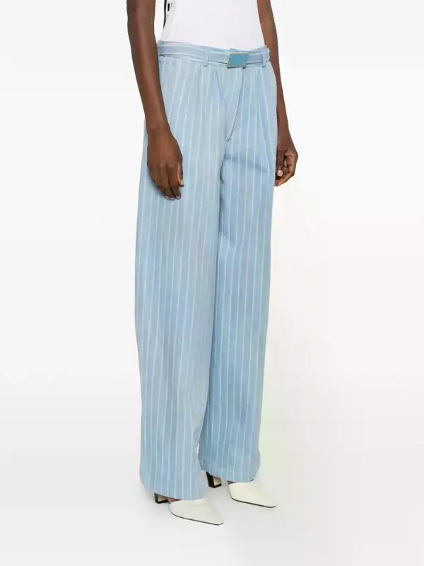 ROWEN ROSE Striped Wide-leg Jeans