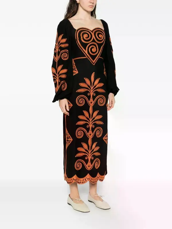 Farm Rio Cornely Ainika Embroidered Midi Dress