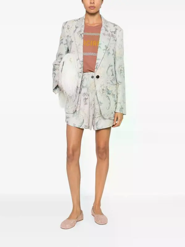 FORTE_FORTE Floral Single-button Blazer