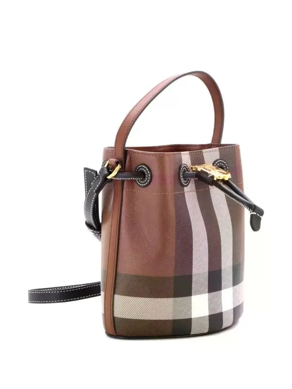 Burberry Tb Drawstring Check E-canvas Mini Bucket Bag