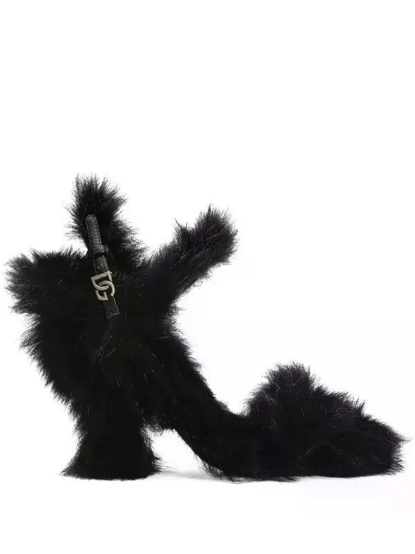 Dolce & Gabbana 105mm Fur-trimmed Buckle Sandals - Black