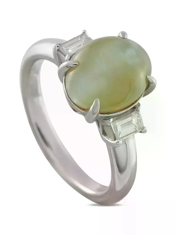 LB EXCLUSIVE Diamond And Cats Eye Ring - Silver