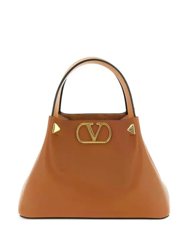 Valentino Garavani Small V-logo Leather Tote - Neutrals