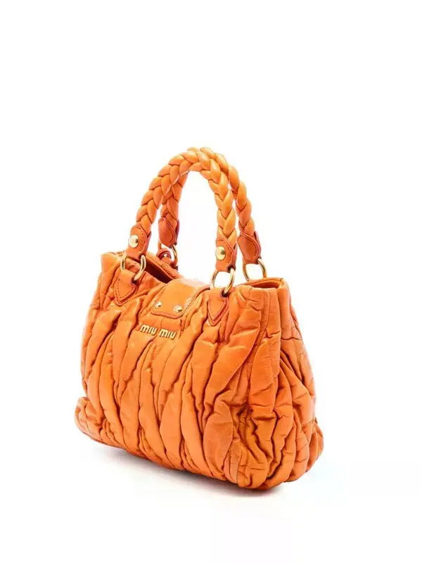 Miu Miu 2010 Matelasse Coffer Satchel - Orange