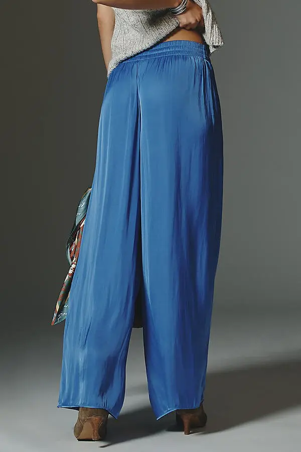 Maeve Draped Wide-leg Pull-on Pants - Baja Blue