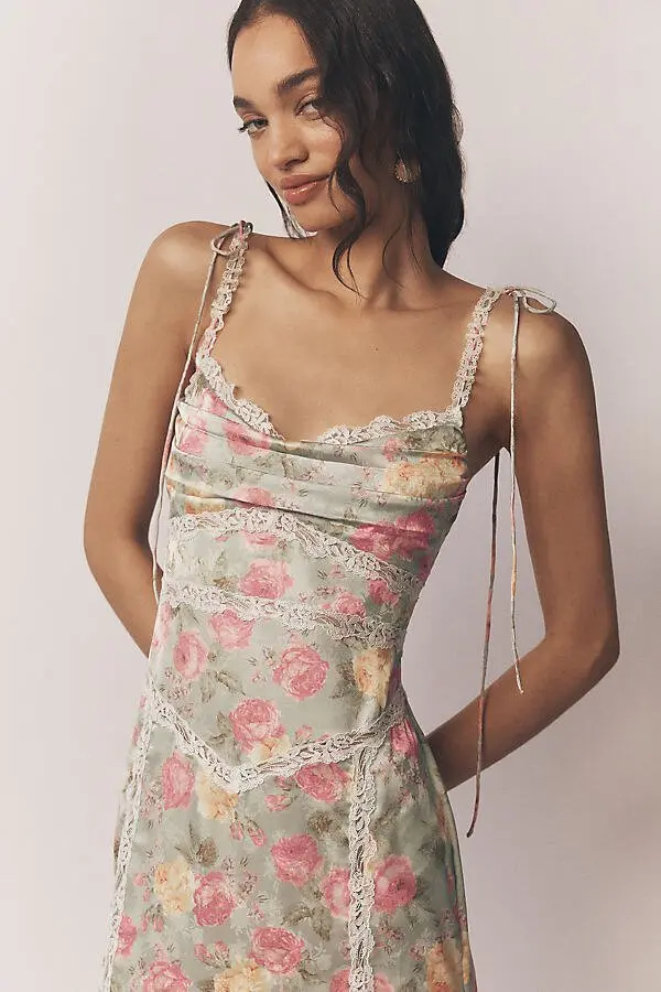 For Love & Lemons Courtney Satin Maxi Dress