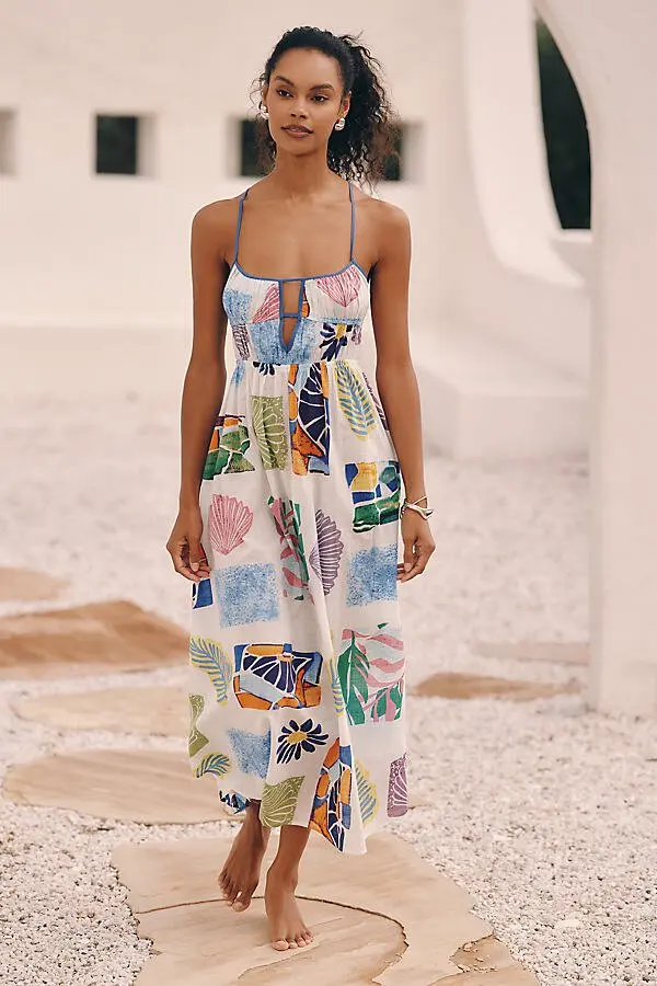 CELANDINE Mosaic Print Maxi Dress