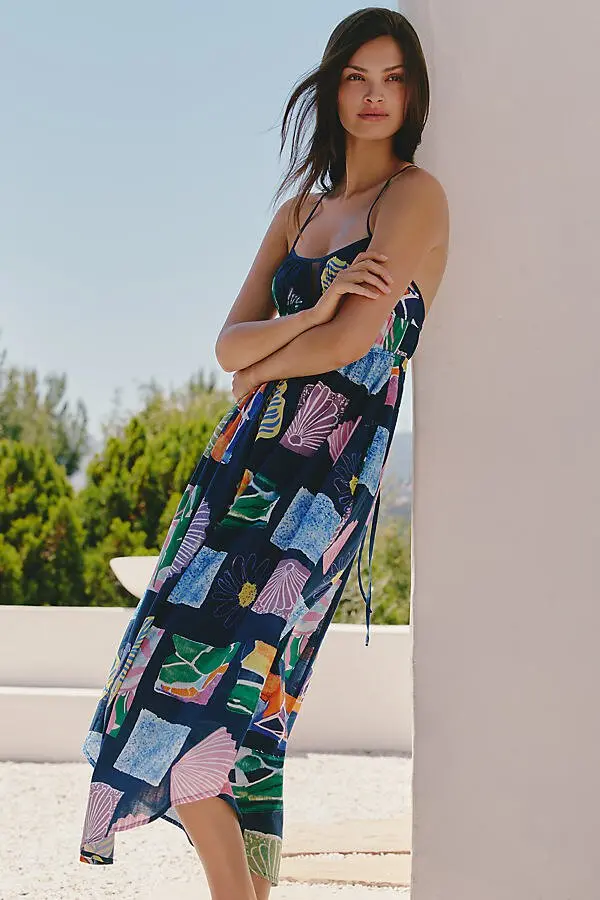 CELANDINE Mosaic Print Maxi Dress - Navy
