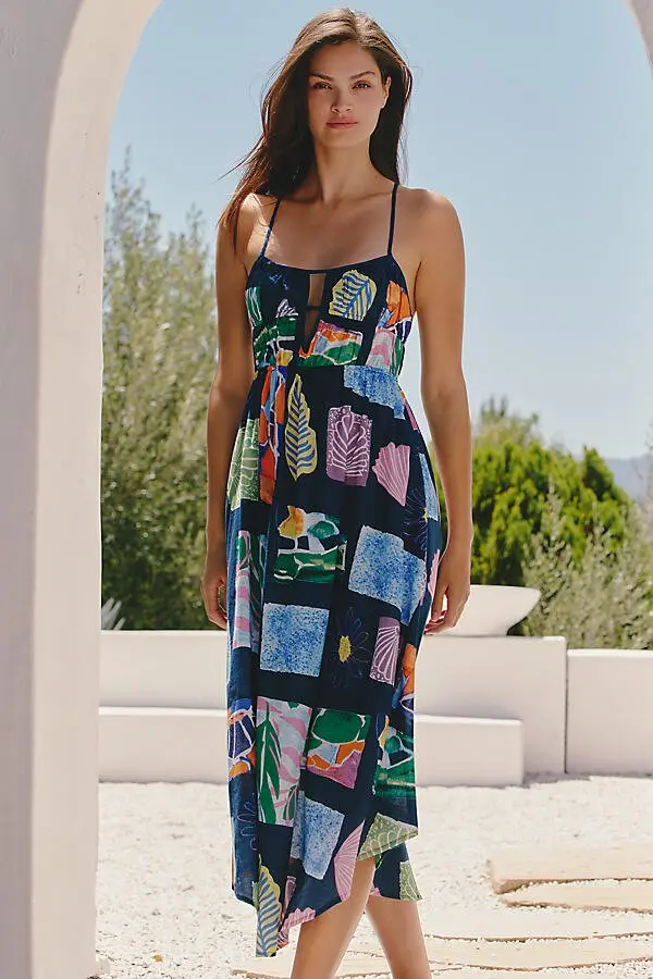 CELANDINE Mosaic Print Maxi Dress