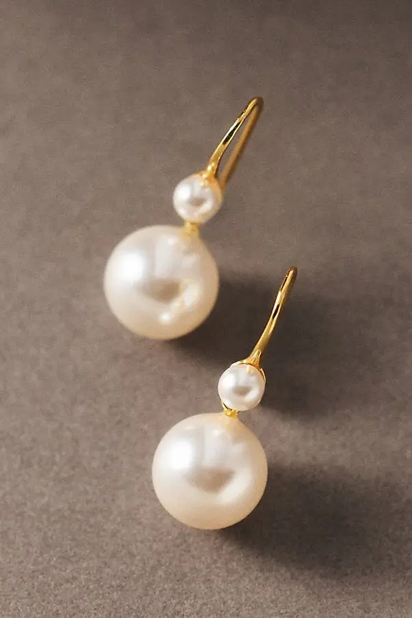 Anthropologie Pearl Drop Earrings - Gold